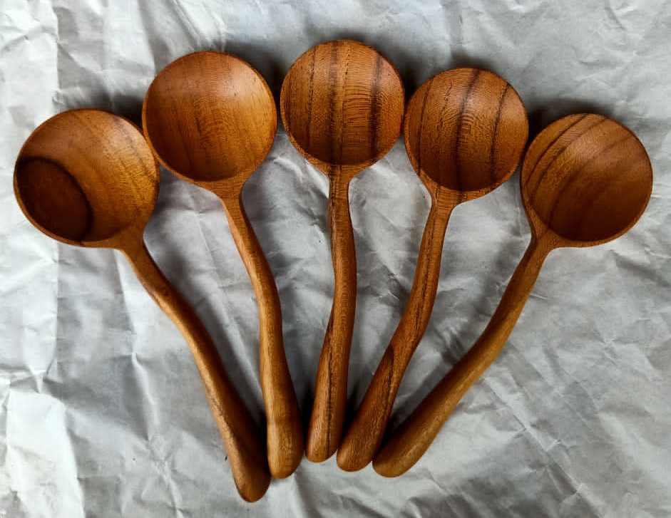 Teak Moon Spoons/6pc - Papoose Toys Pte Ltd