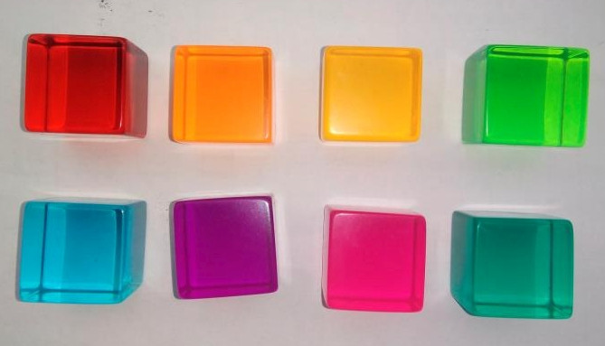 Bright Lucite Cubes/16pc - Papoose Toys Pte Ltd