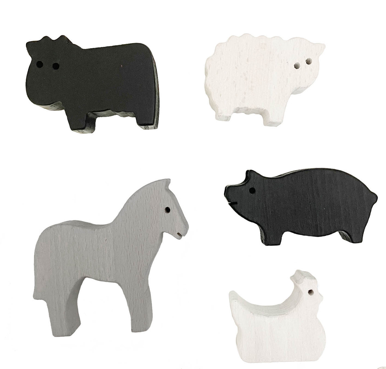 Achromatic Wood Farm Life/5pc - Papoose Toys Pte Ltd