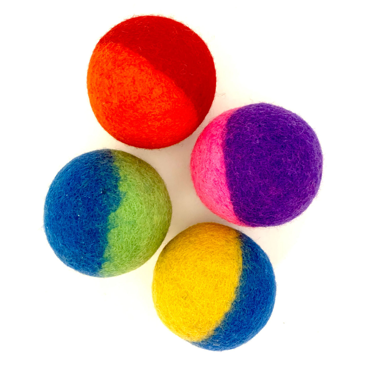 Funky Felt Balls 10cm/4pc - Papoose Toys Pte Ltd