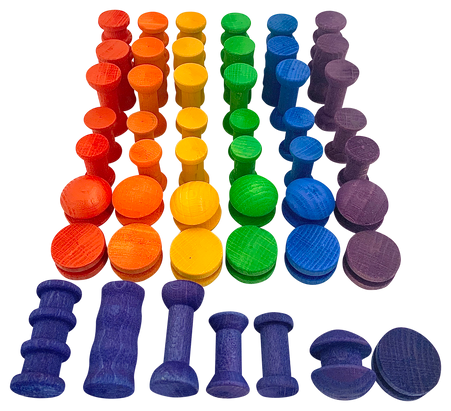 Mini Rainbow Spools/49pc - Papoose Toys Pte Ltd