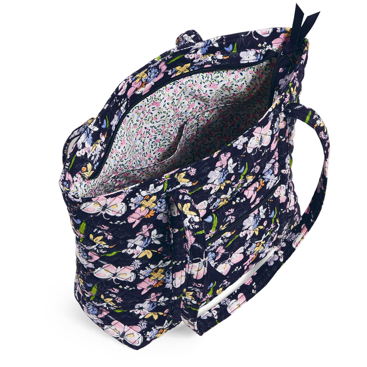 Vera Bradley Bloom Boom Navy Small Vera Tote Bag - The Lamp Stand