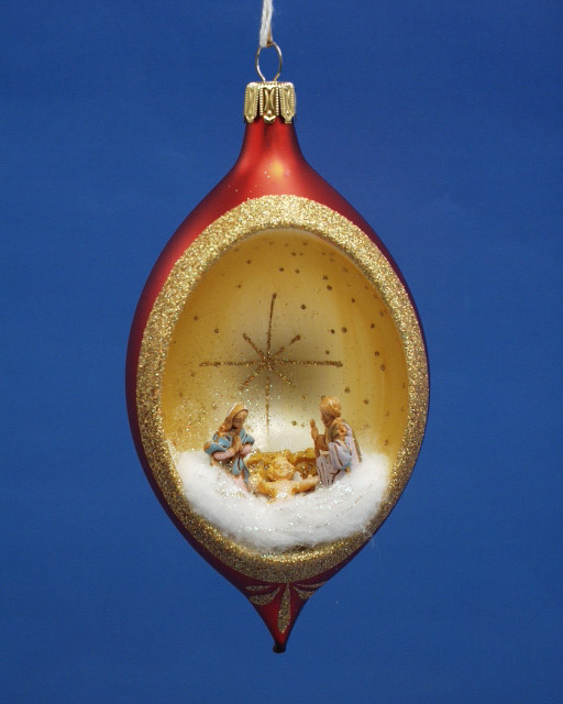 Soffieria De Carlini Oval Niche with Nativity - Red Ornament - The Lamp ...