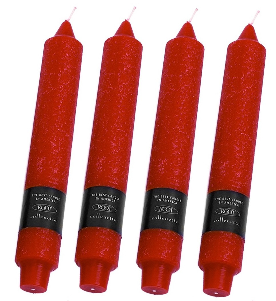 Root Candles Red Unscented 9" Timberline Collenettes 4-Pack by Root|The ...
