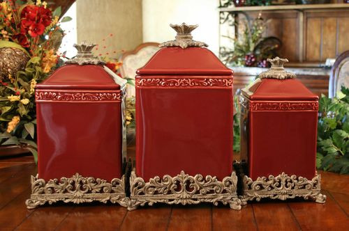 Drake Berry Large Ceramic Canister Set-The Lamp Stand