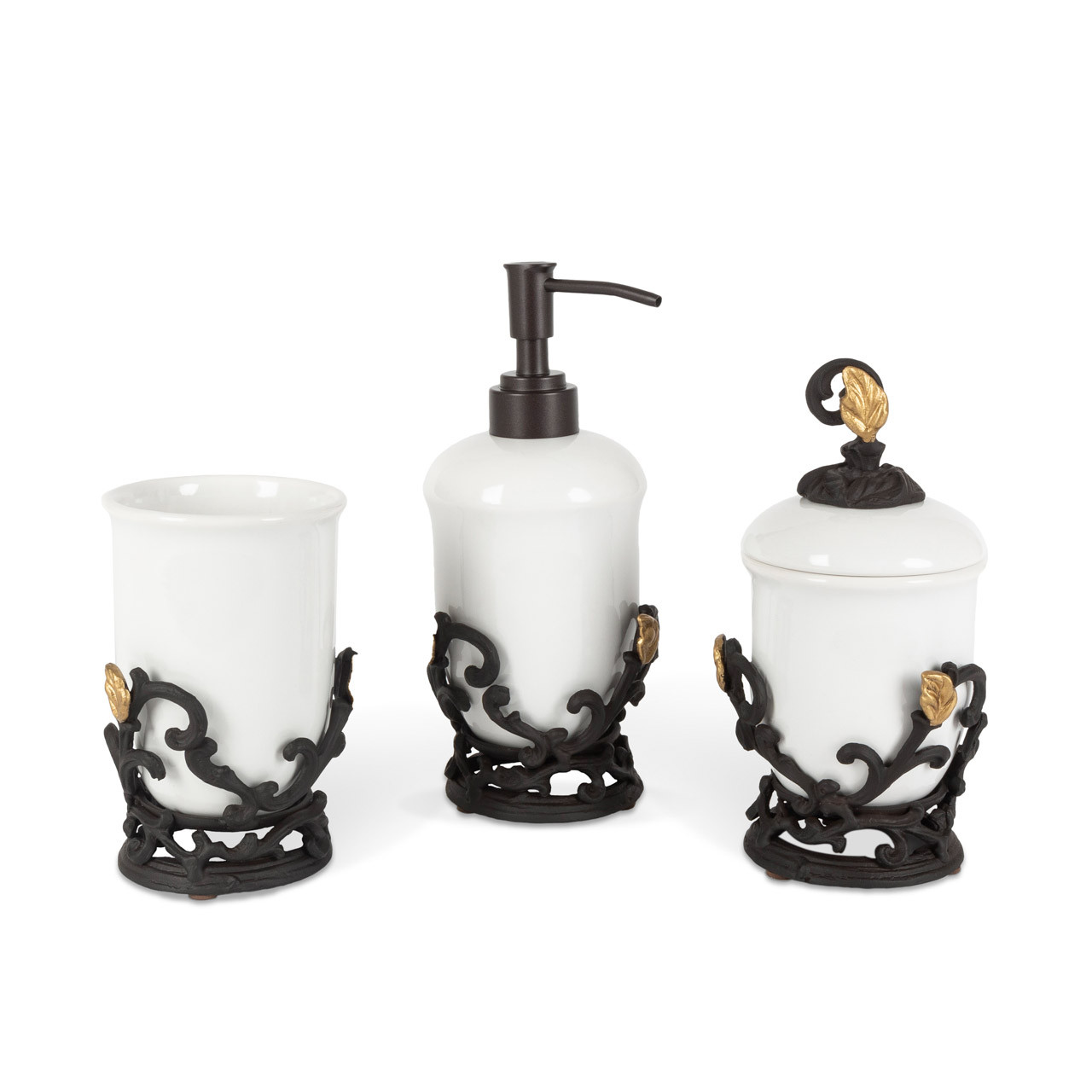 GG Collection Gold Leaf Set of 3 Canisters with Bases - GG Collection ...
