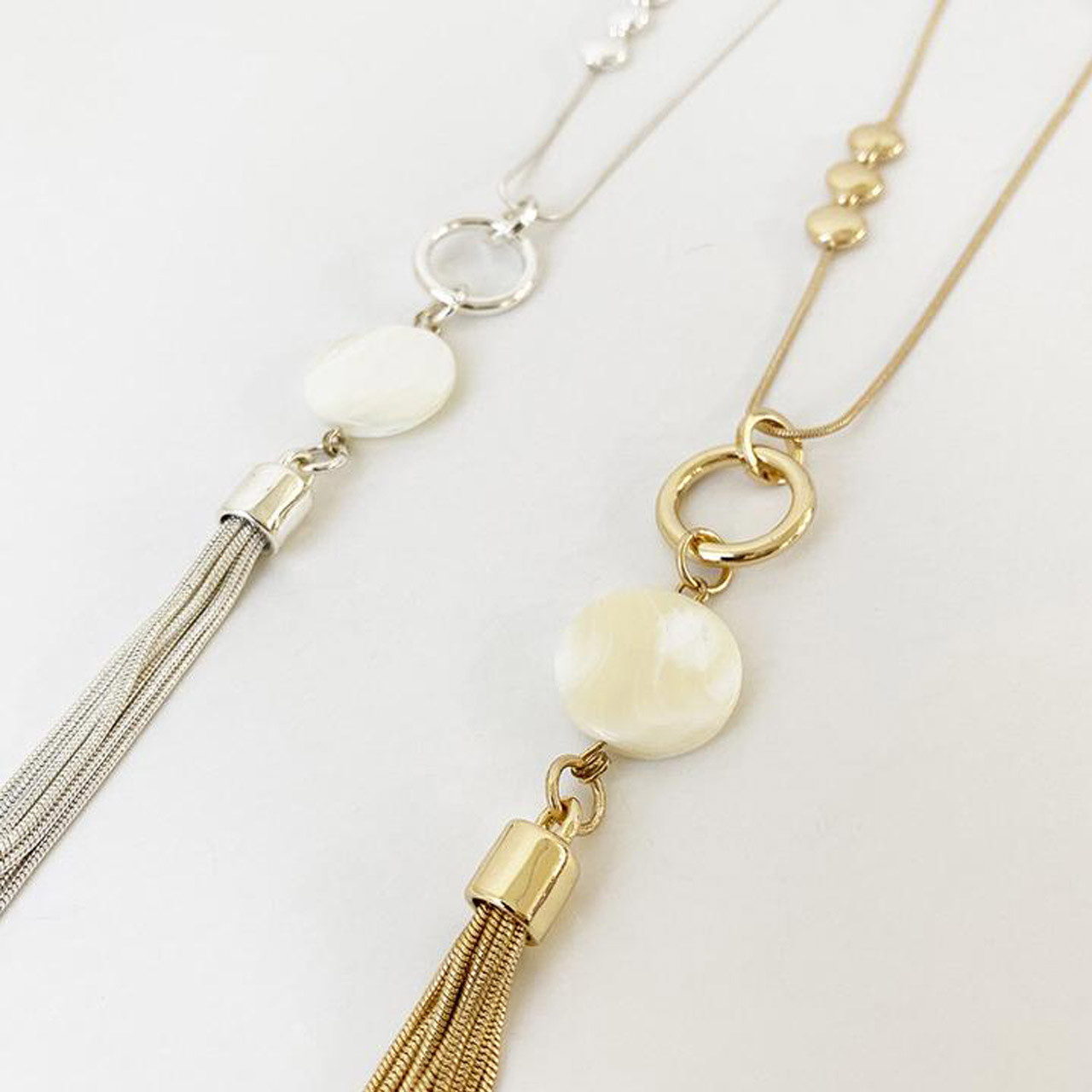 Caracol Collier Necklace Gold 2 Row Chain With Natural Shell And ...