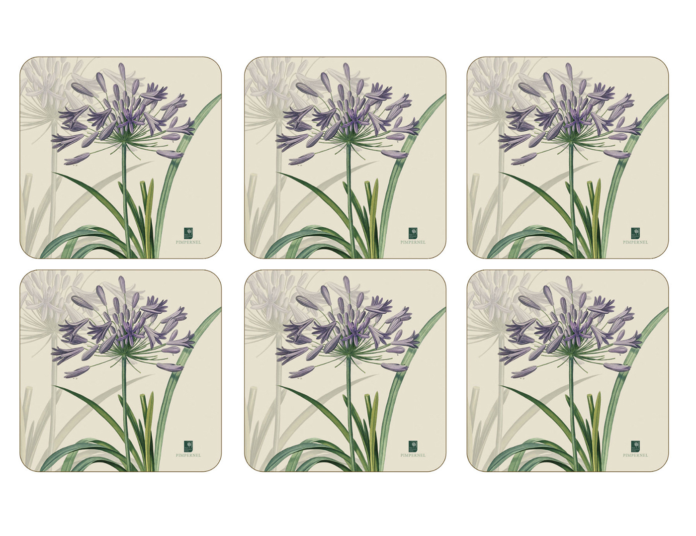 Pimpernel (Portmeirion Group USA, Inc.) Set of 6 Agapanthus Coasters by ...