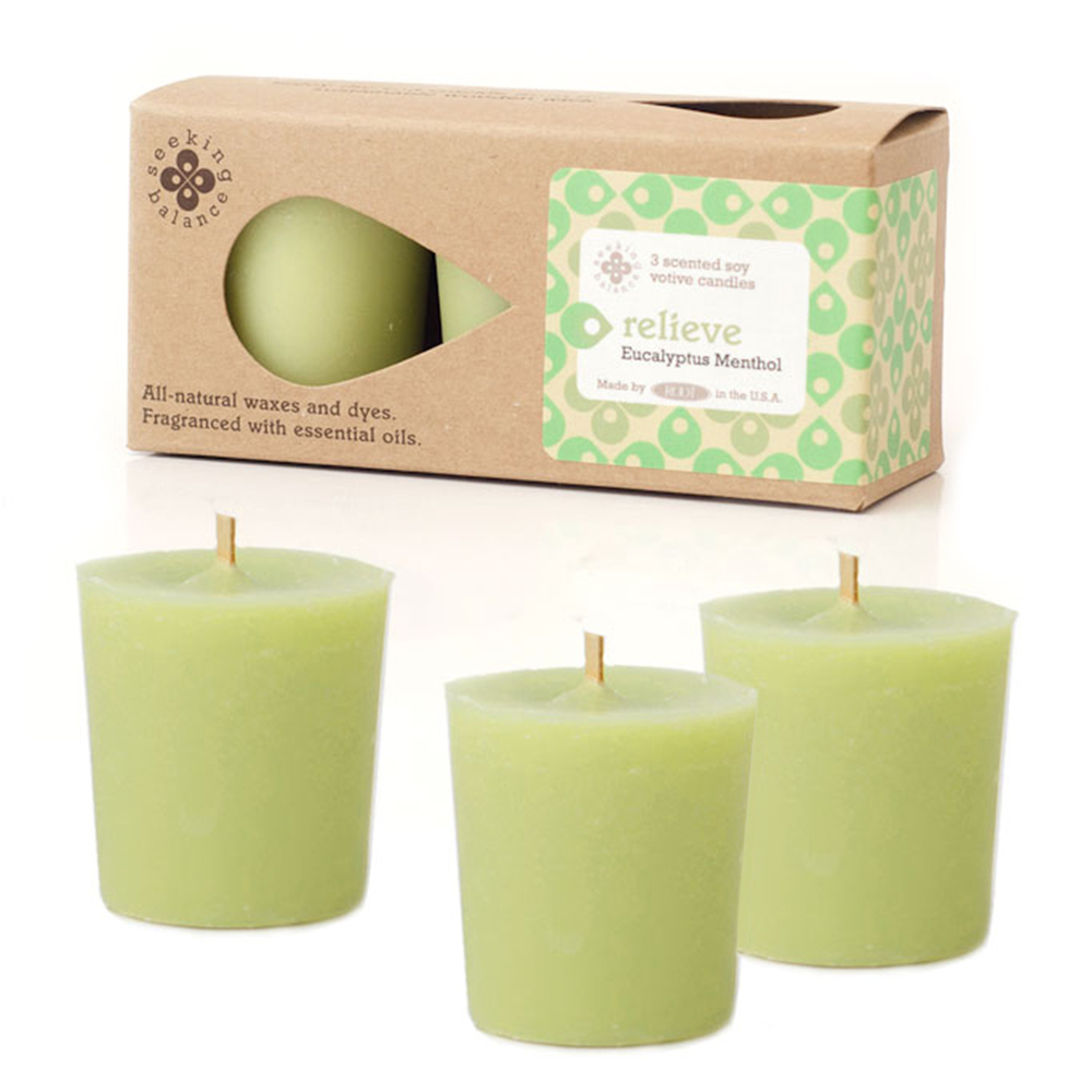 Root Candles Relieve (Eucalyptus Menthol) Seeking Balance 3-Pack Votive ...