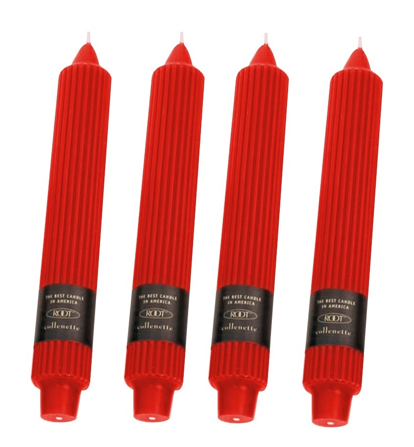 Root Candles Red Unscented 9" Grecian Collenettes 4-Pack by Root-The ...