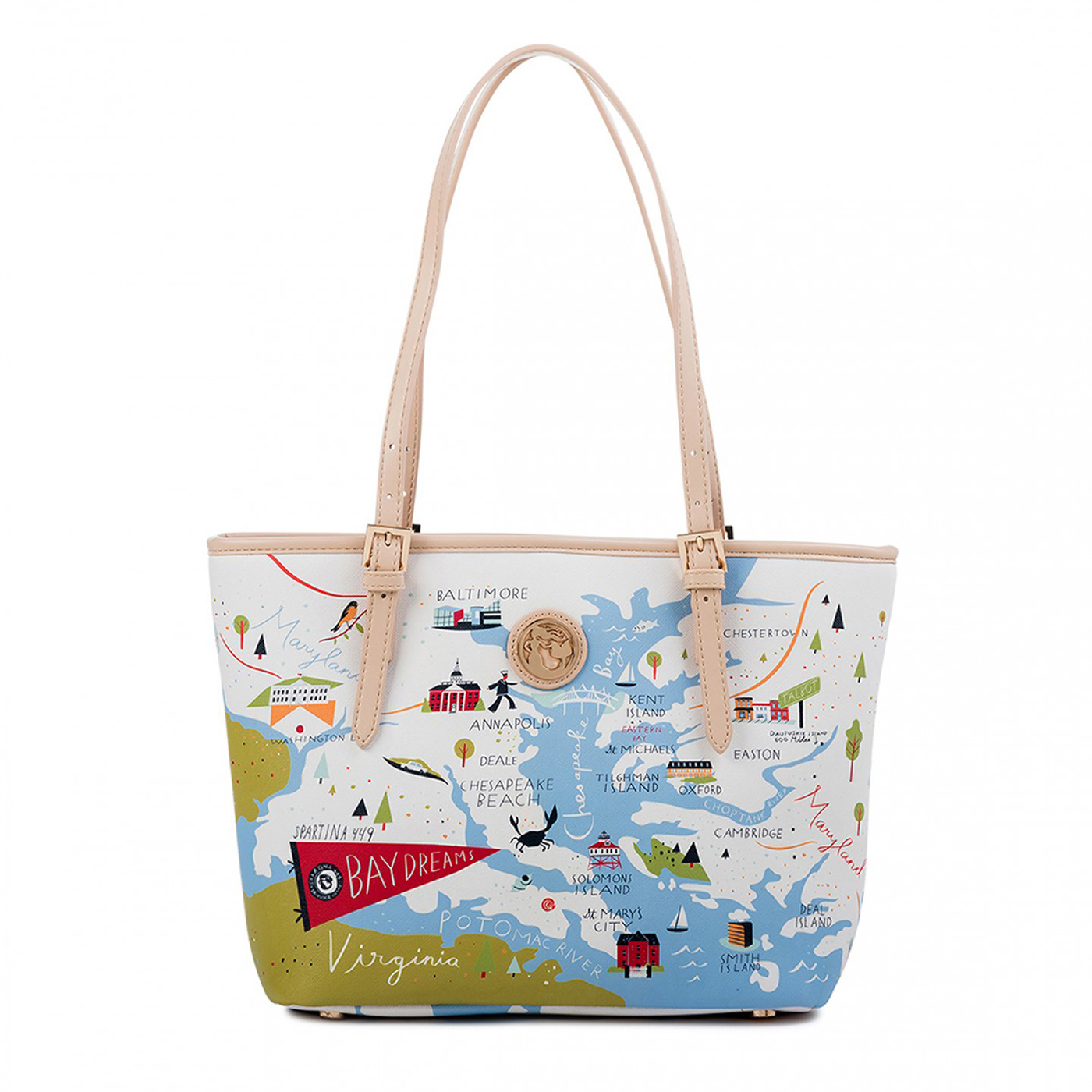 Spartina 449 Bay Dreams Map Small Tote with Zipper by Spartina 449-The ...