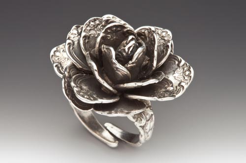 Silver Spoon Rose Flower Spoon Ring-The Lamp Stand