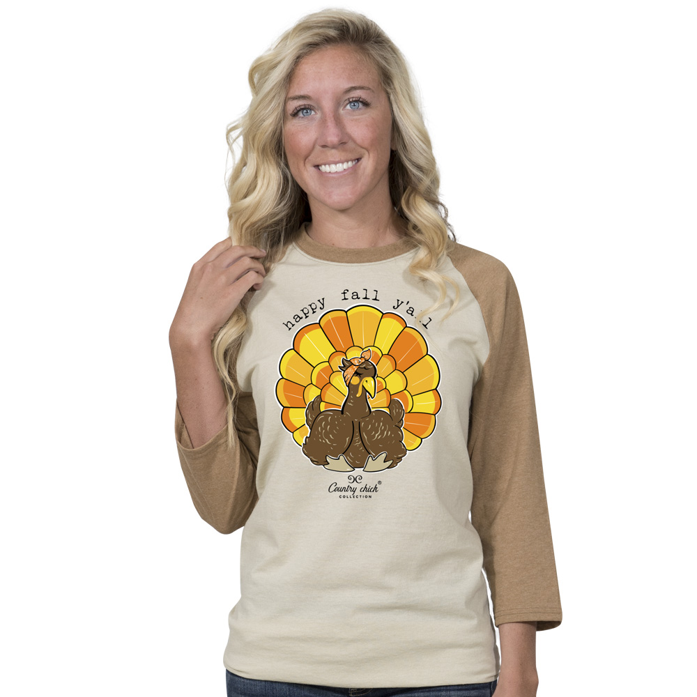 Simply Southern Medium Happy Fall Y'all Oatmeal and Camel Country Chick ...