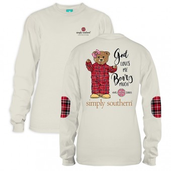Simply Southern Medium God Loves me Beary Much Pearl Long Sleeve Tee by ...