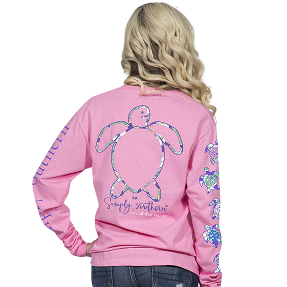 Simply Southern Xlarge Save The Turtles Logo Preppy Long Sleeve Tee by ...