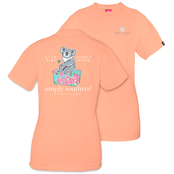 Simply Southern Medium Live Life Simply Happy Peachy Short Sleeve Tee ...