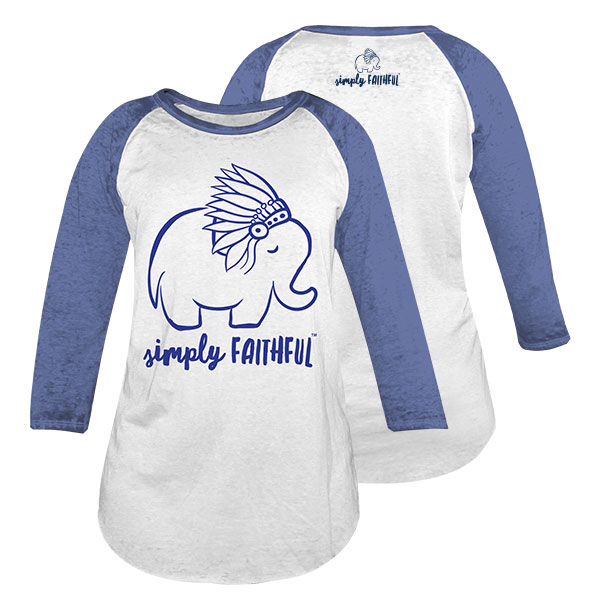 Simply Southern Large Elephant White/Royal Simply Faithful Long Sleeve ...