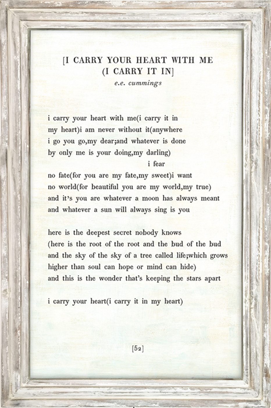Sugarboo Designs 25" x 36" White I Carry Your Heart Poetry Collection ...