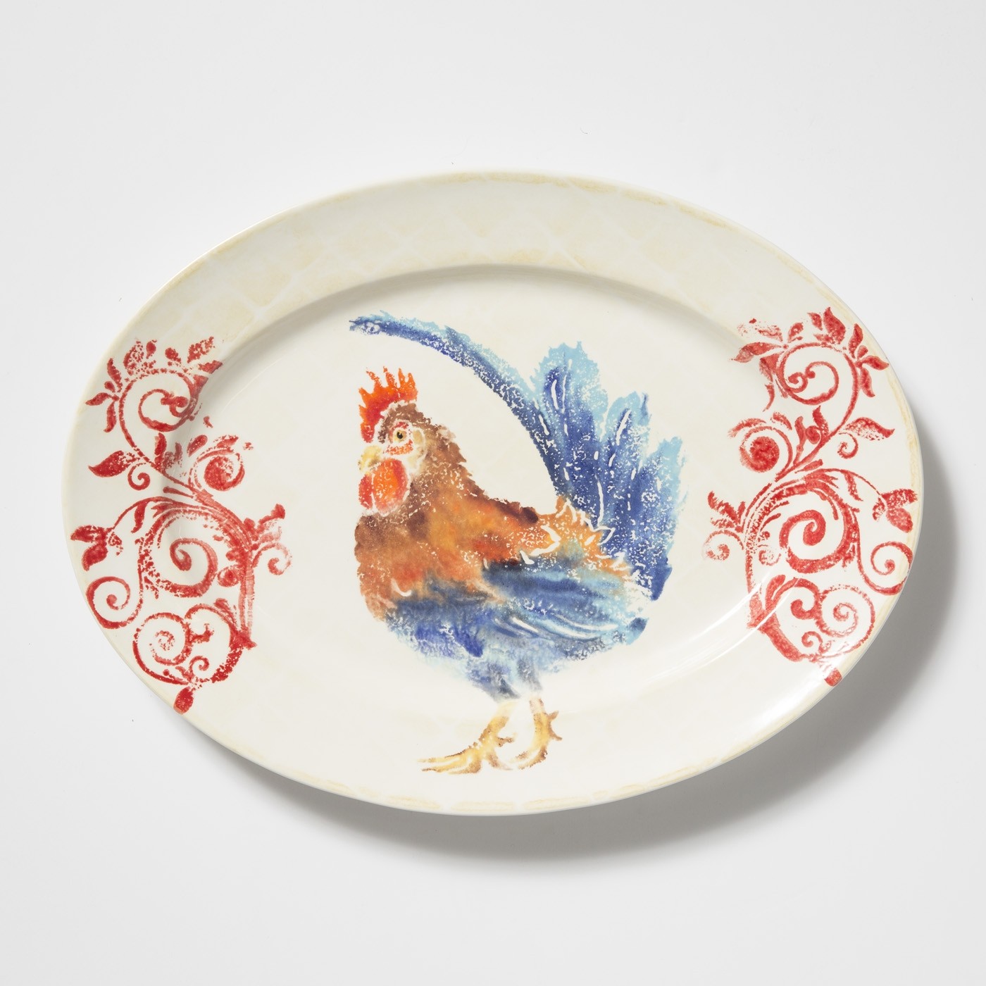 Vietri Vietri Gather Rooster Medium Oval Platter-The Lamp Stand