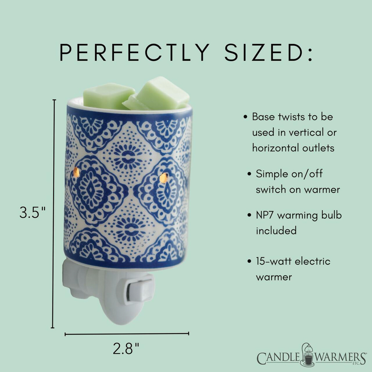 Candle Warmers Indigo Porcelain Pluggable Fragrance Warmer - The Lamp Stand