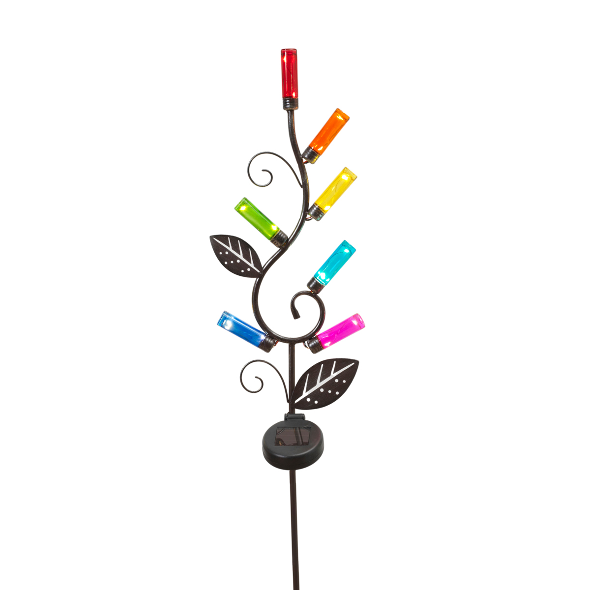 Garden Meadow 37.8-Inch Solar Lighted Metal & Glass Bottle Tree Yard ...