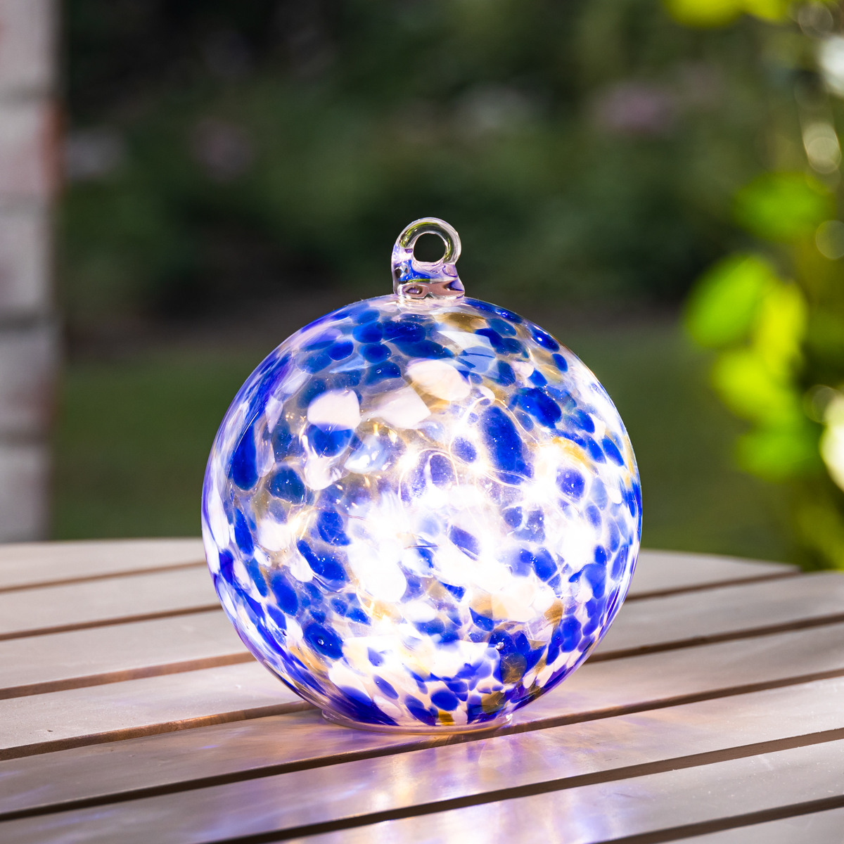 Garden Meadow 6-Inch Lighted Hand-Blown Glass Sphere - Amber - The Lamp ...