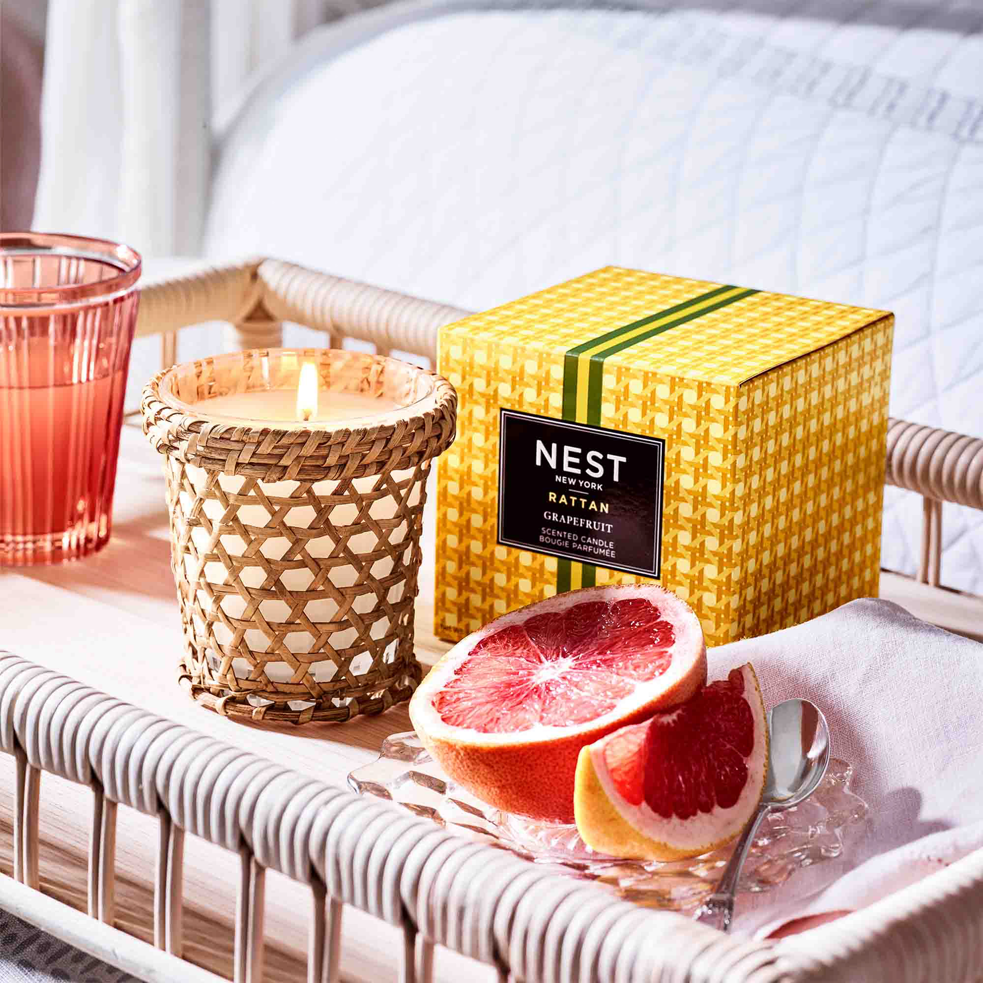 NEST Fragrances Grapefruit 8.1 Oz. Rattan Classic Candle - The Lamp Stand