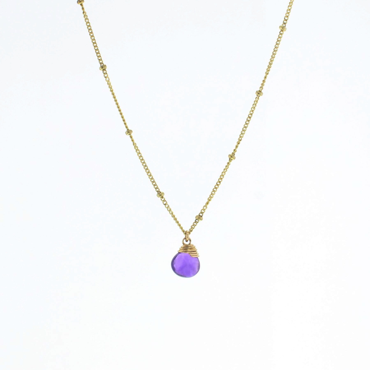 Gold Trinket Stone Necklace - Amethyst - The Lamp Stand