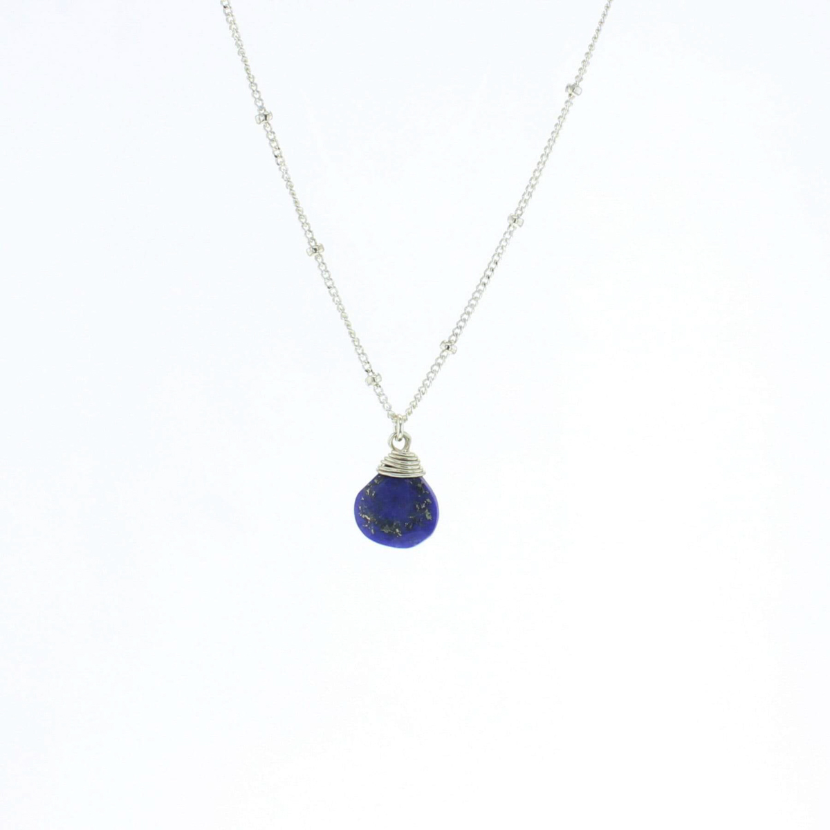 Silver Trinket Stone Necklace - Lapis - The Lamp Stand