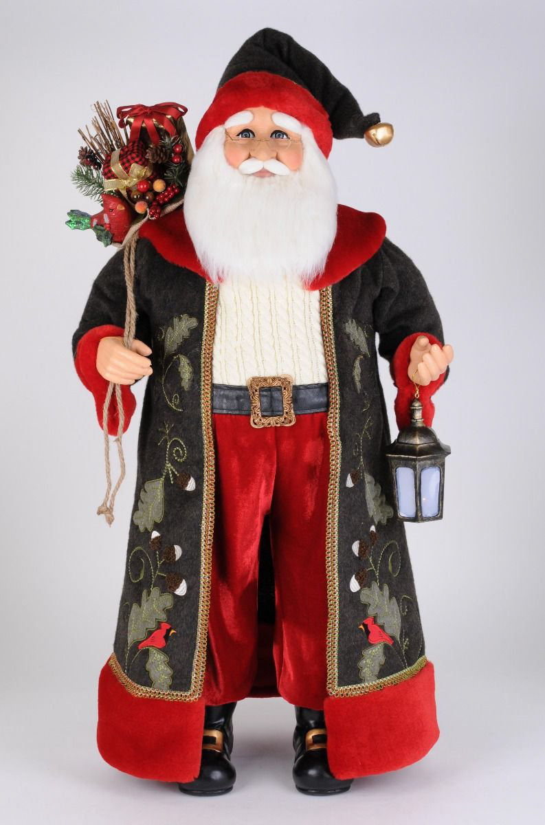 Karen Didion Lighted Woodland Cardinal Santa - The Lamp Stand