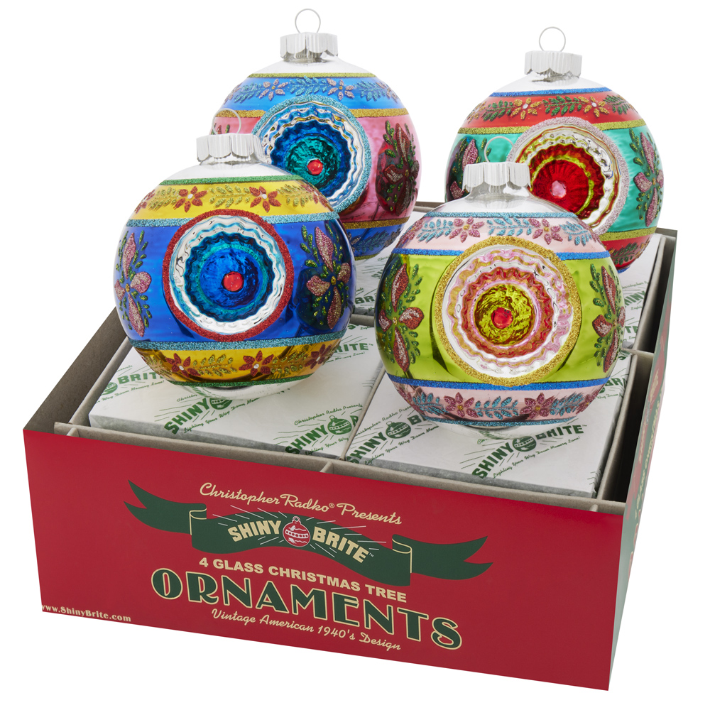 Christopher Radko Christmas Confetti 4 Count 4" Rounds With Reflector