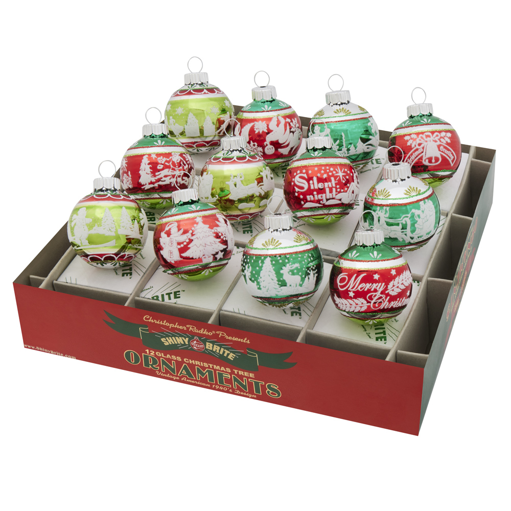 Christopher Radko Holiday Splendor 12 Count 1.75" Signature Flocked Rounds