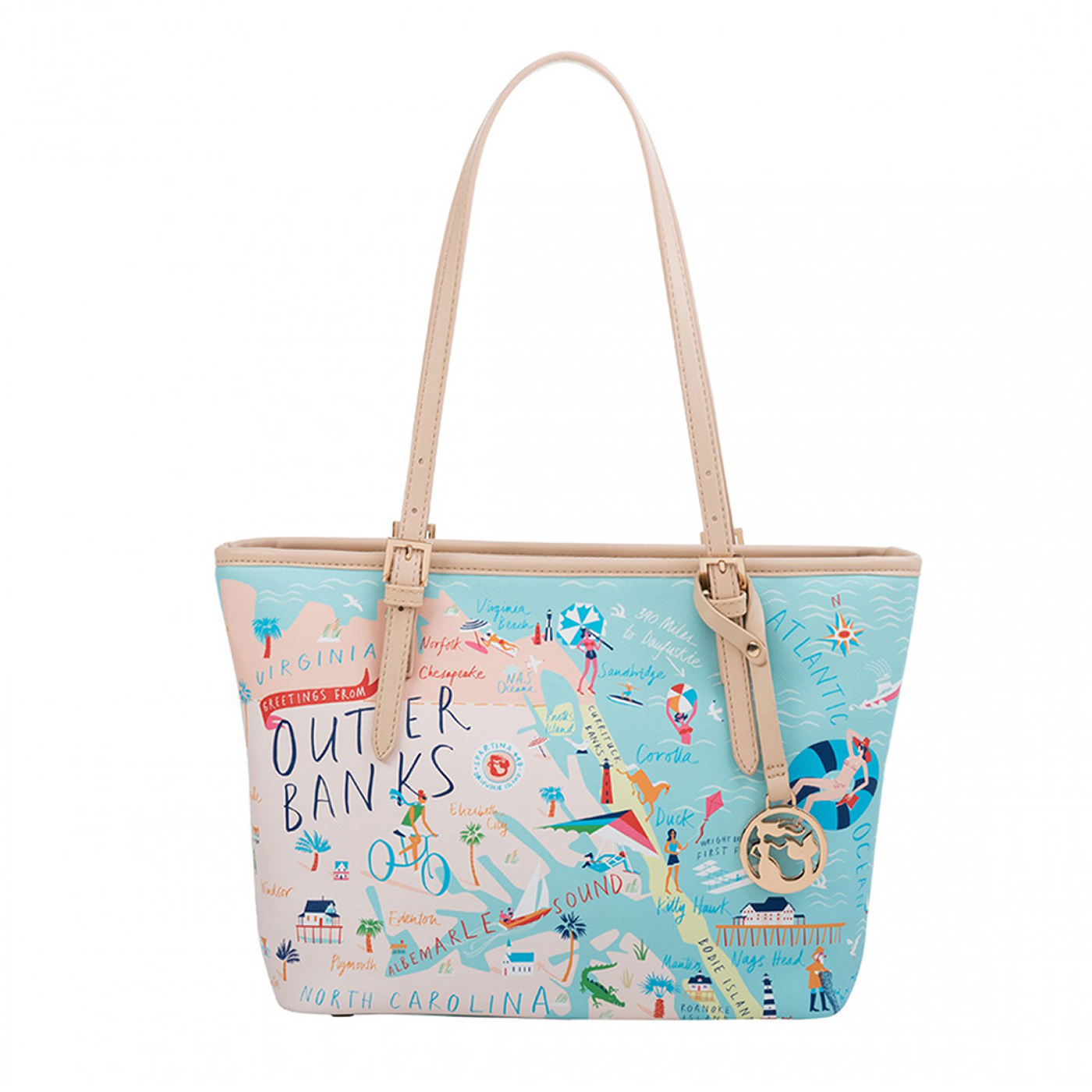 Spartina 449 Outer Banks Map Small Tote with Zipper by Spartina 449 ...