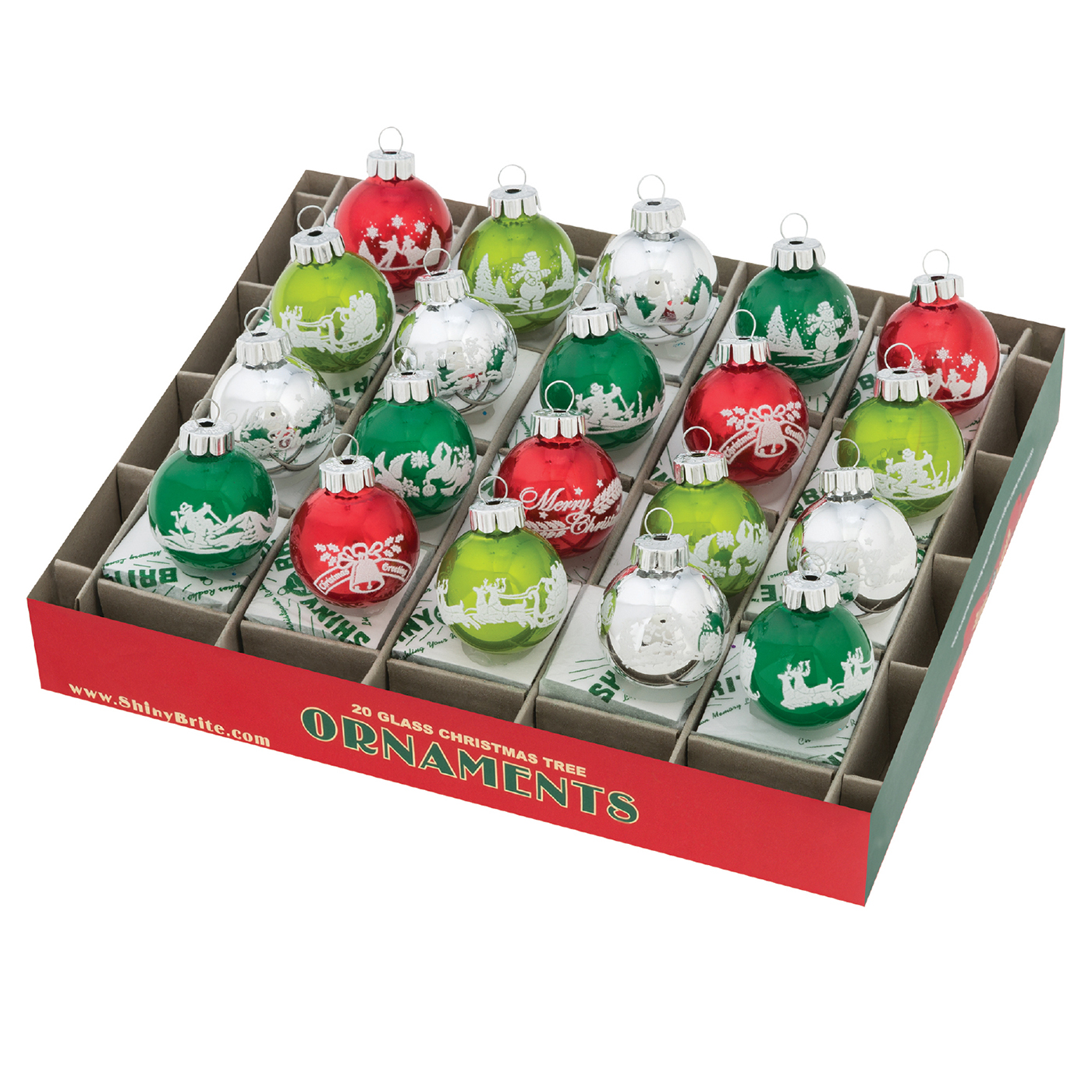 Christopher Radko Holiday Splendor 1.25" Signature Flocked (Set of 20 ...