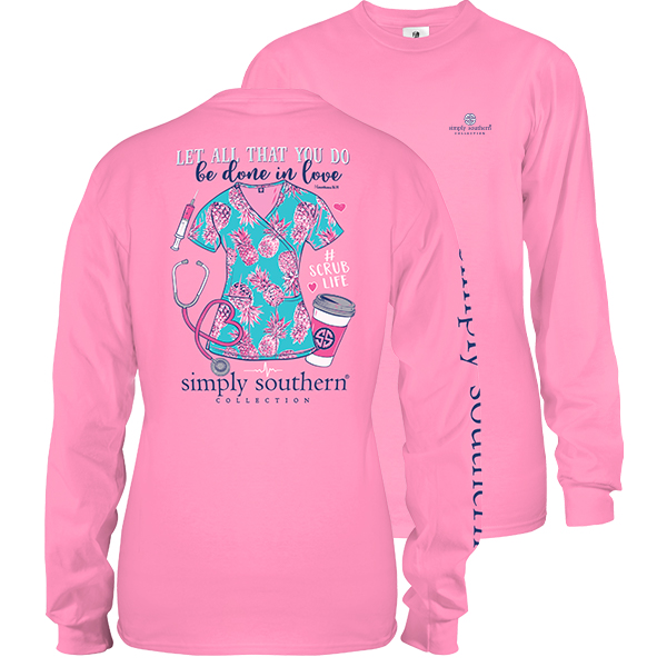 Simply Southern XXLarge Flamingo Pink All You Do Is Done In Love Scrubs ...