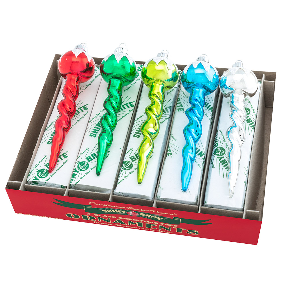 Christopher Radko Holiday Splendor 5 Count 5" Glass Iciciles by ...