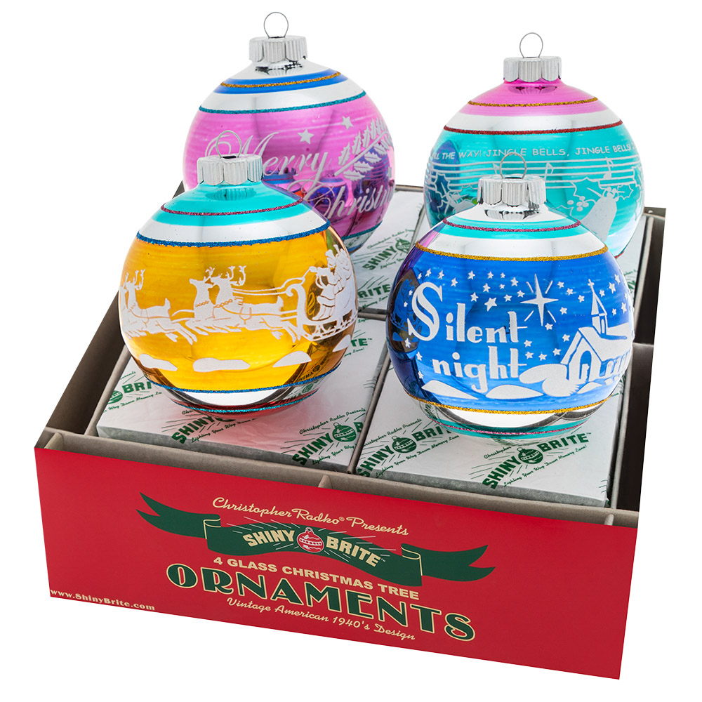 Christopher Radko Christmas Confetti 4 Count 4" Signature Flocked ...