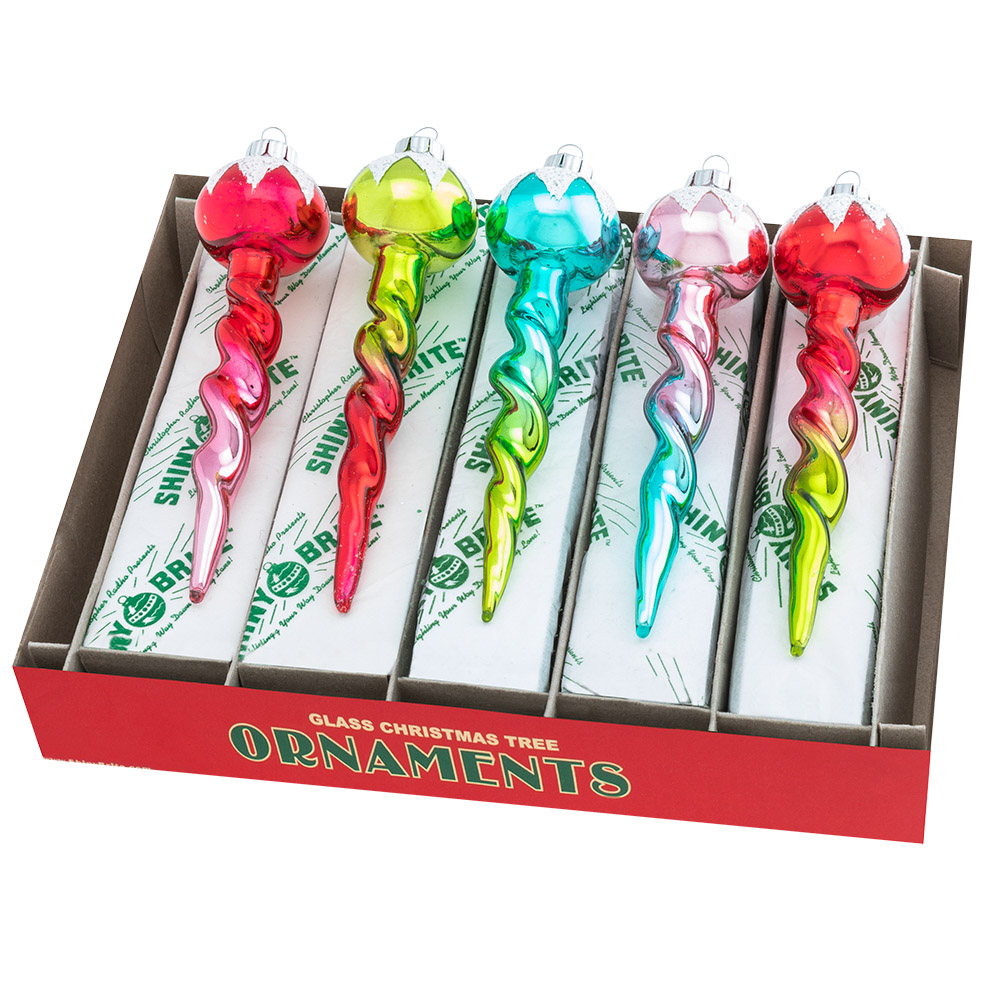 Christopher Radko Festive Fete 5 Count 5" Glass Icicles by Christopher ...