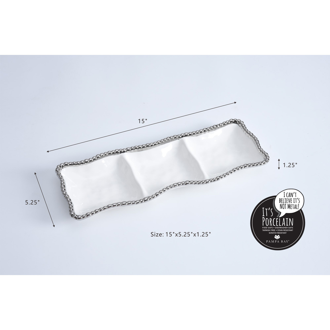 Pampa Bay 3-Section Serving Piece - White