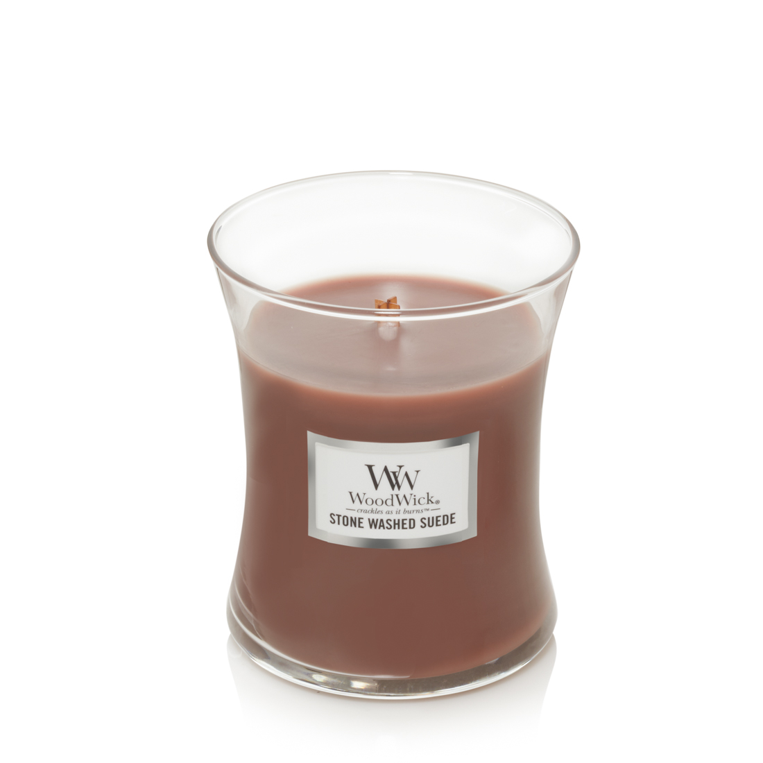 WoodWick 10 oz. Stone Washed Suede Medium Hourglass Candle