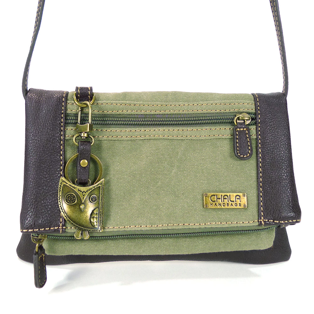 Chala Handbags Hoohoo Owl Chala Wallet XBody Bag - Olive-The Lamp Stand
