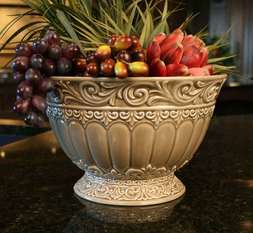 Drake Taupe Serving Bowl-The Lamp Stand