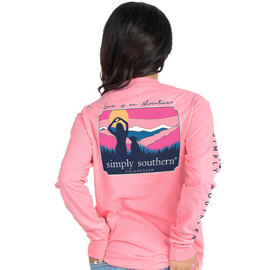 Simply Southern Tees Medium Love is an Adventure Flamingo Pink Long ...