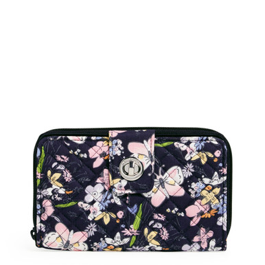 Vera Bradley Bloom Boom Navy RFID Turnlock Wallet - The Lamp Stand
