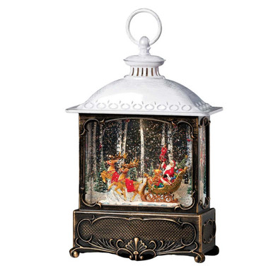 Roman Swirl Santa Lantern Lighted