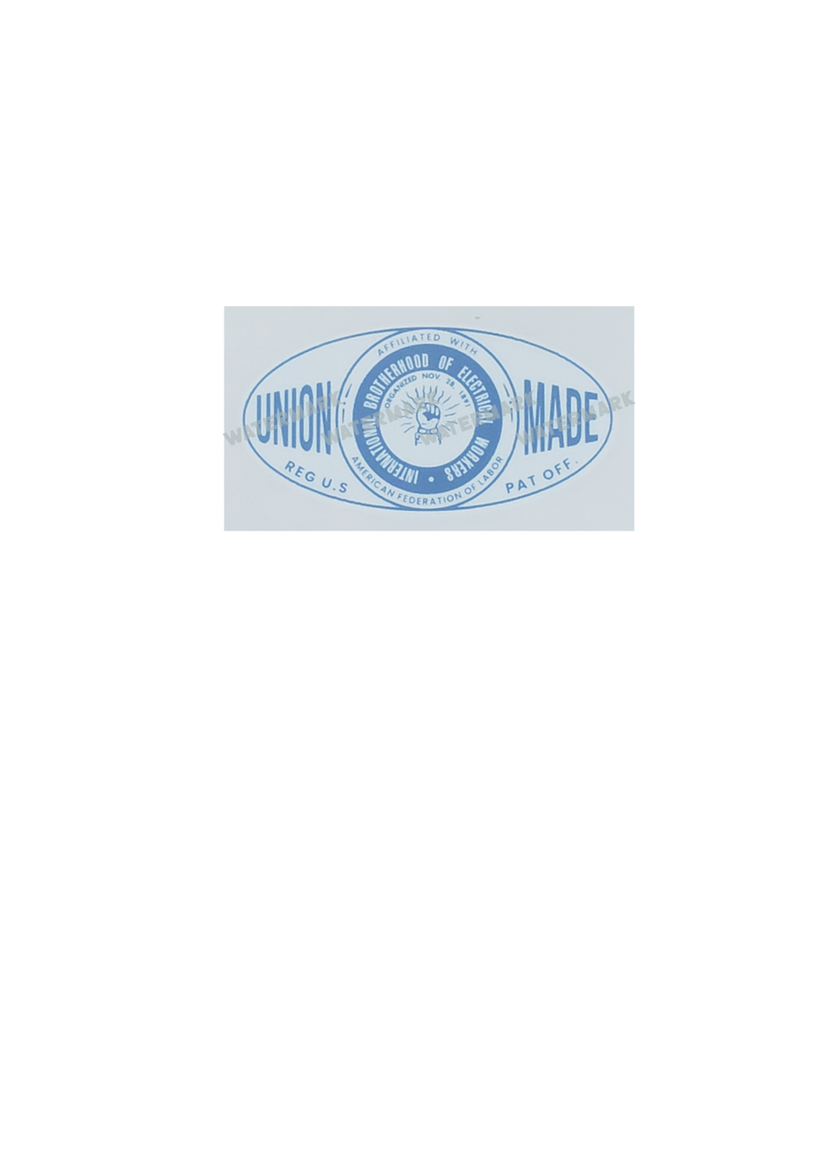 Electrical Workers Union Made Water Transfer Decal, light blue