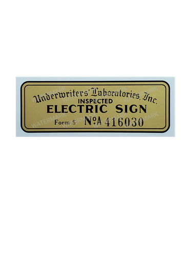 Underwriters Laboratories Electric Sign Decal