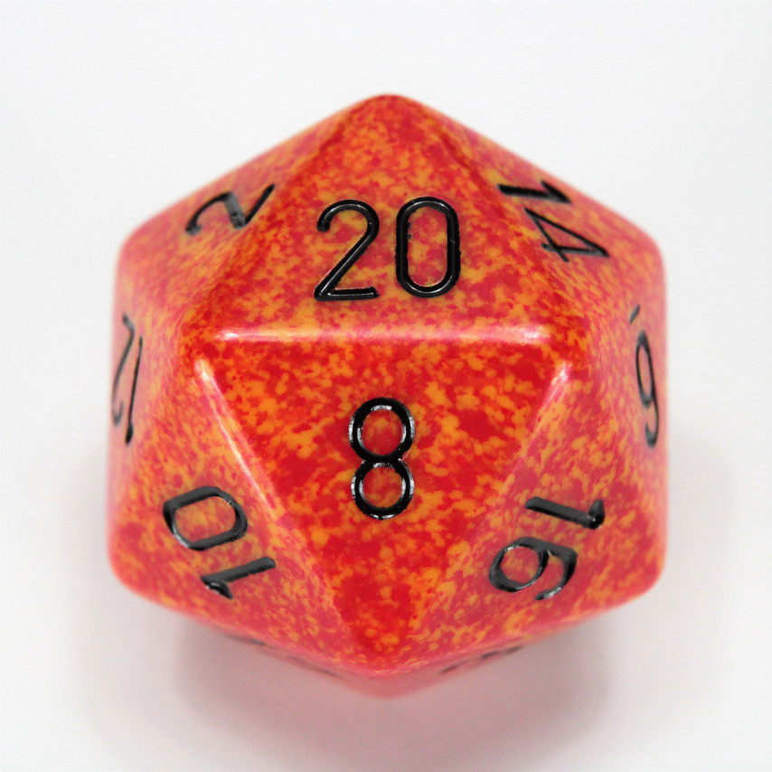 34mm Speckled 20-sided Dice - Fire | Dice Game Depot