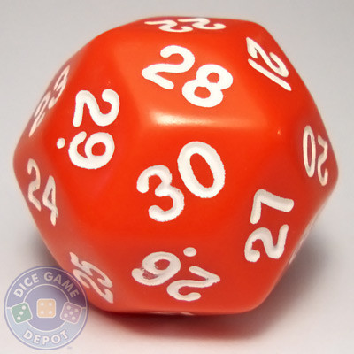 30-sided opaque red dice for sale | Dice Game Depot