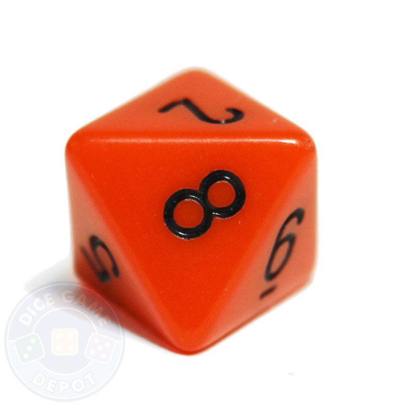 8-Sided Opaque Dice (d8) - Red - Dice Game Depot